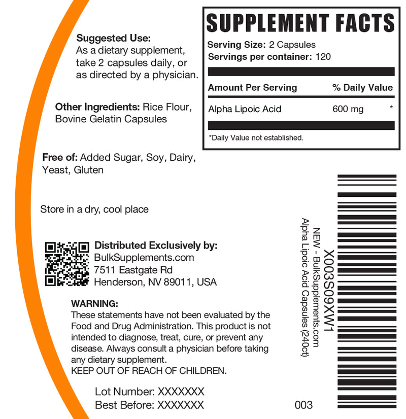 Alpha Lipoic Acid Capsules (ALA) - Improve Your Health and Wellness