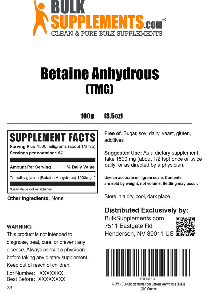Betaine Anhydrous Trimethylglycine (TMG) | TMG Supplement