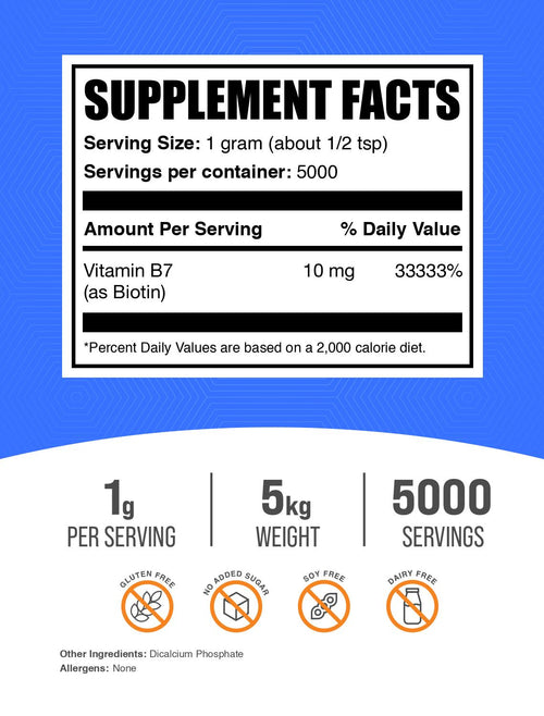 D-Biotin 1% Powder | Vitamin B7 Supplement