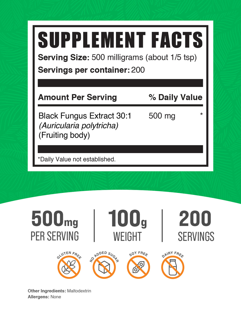 Black Fungus Mushroom Extract Powder - Natural Health Supplement