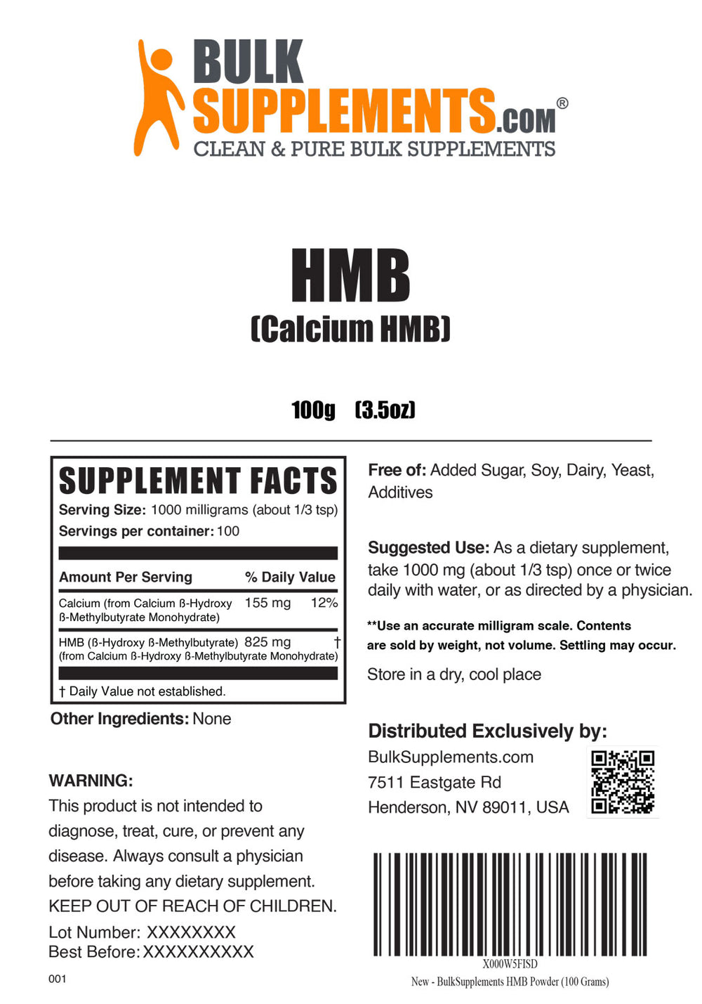 HMB Powder | HMB Supplement | Beta-Hydroxy Beta-Methylbutyric Acid
