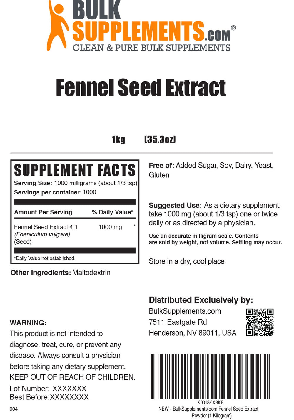 Fennel Extract | Foeniculum vulgare Extract | Fennel Supplement