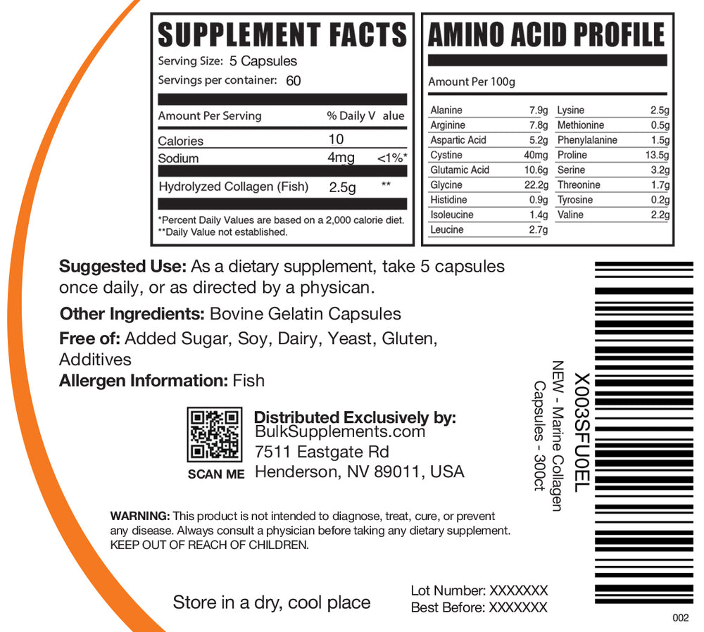 Hydrolyzed Collagen (Fish) Capsules - For Healthy Skin & Joints