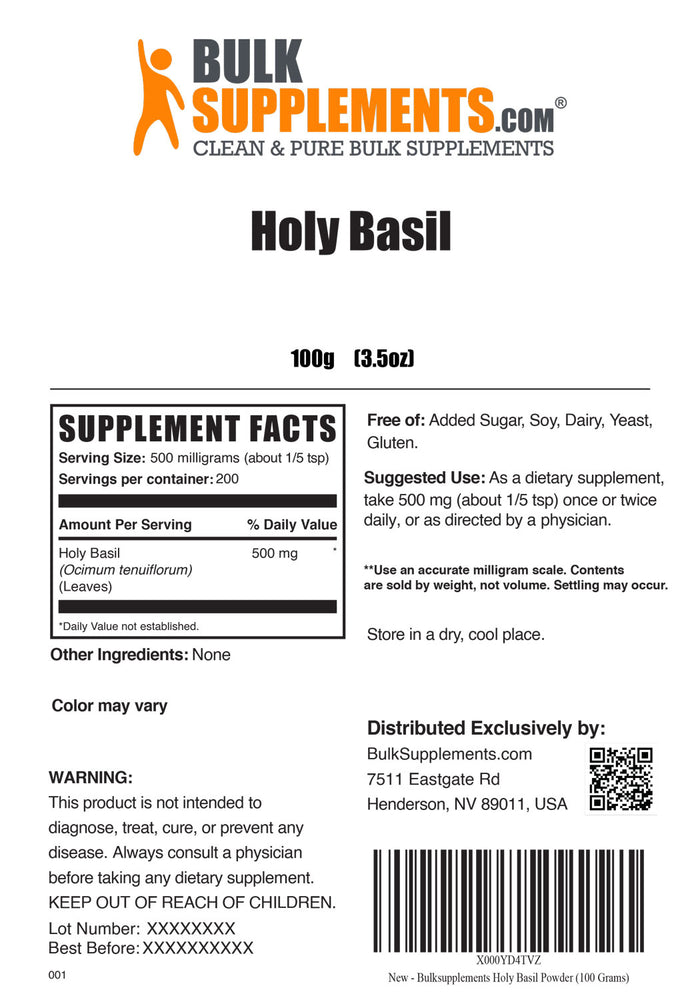Holy Basil Supplement | Ocimum tenuiflorum Powder