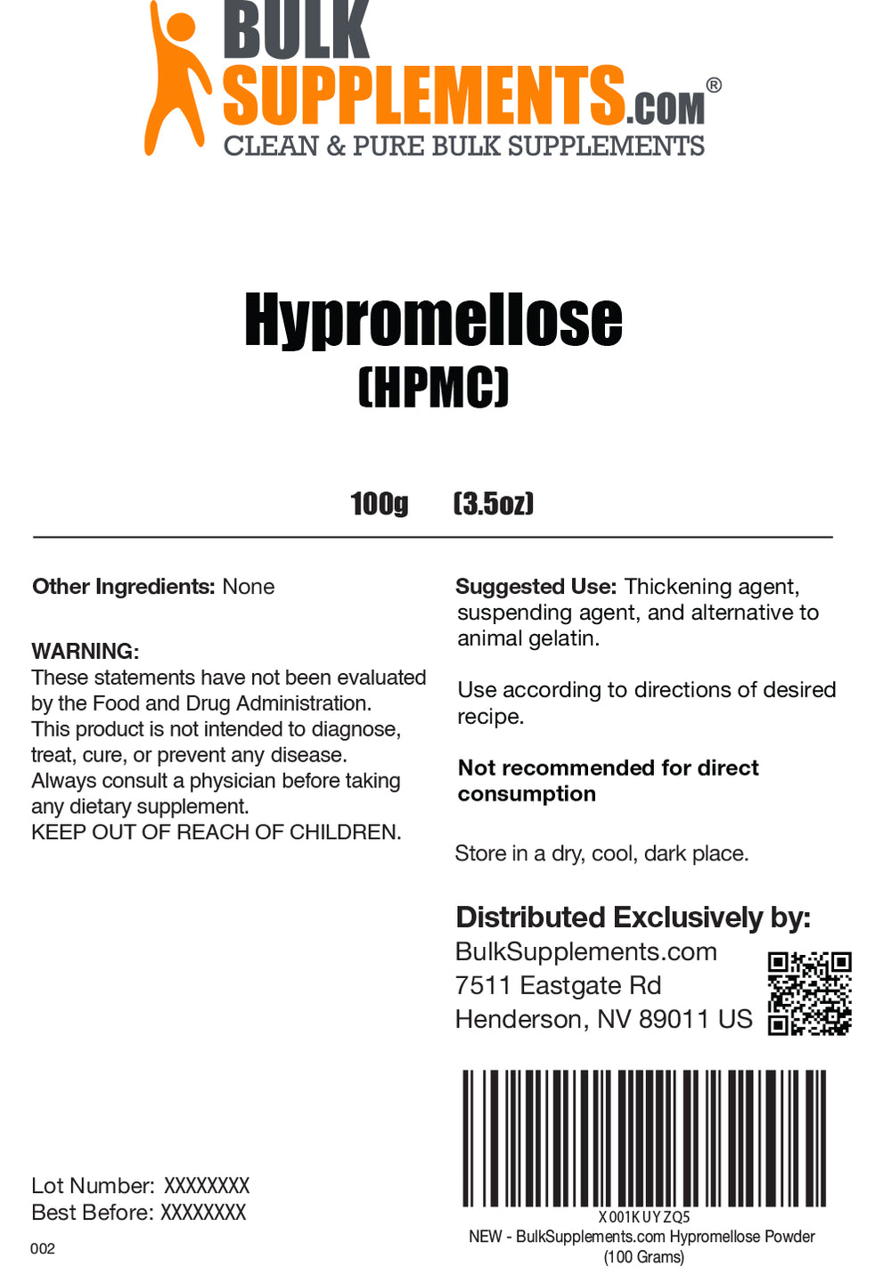 Hydroxypropyl Methylcellulose (HPMC) | Hypromellose Supplement