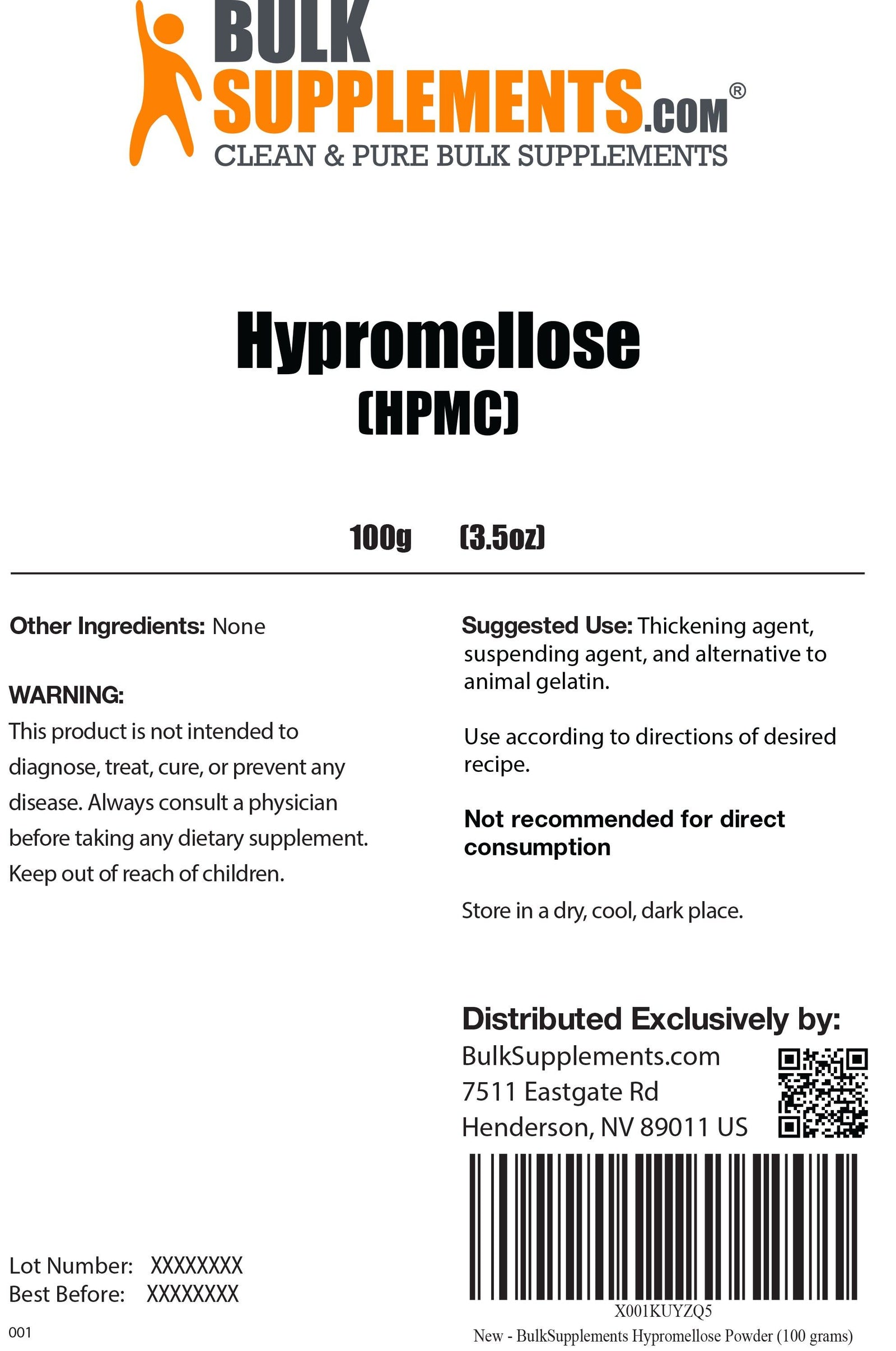 Hydroxypropyl Methylcellulose (HPMC) | Hypromellose Supplement
