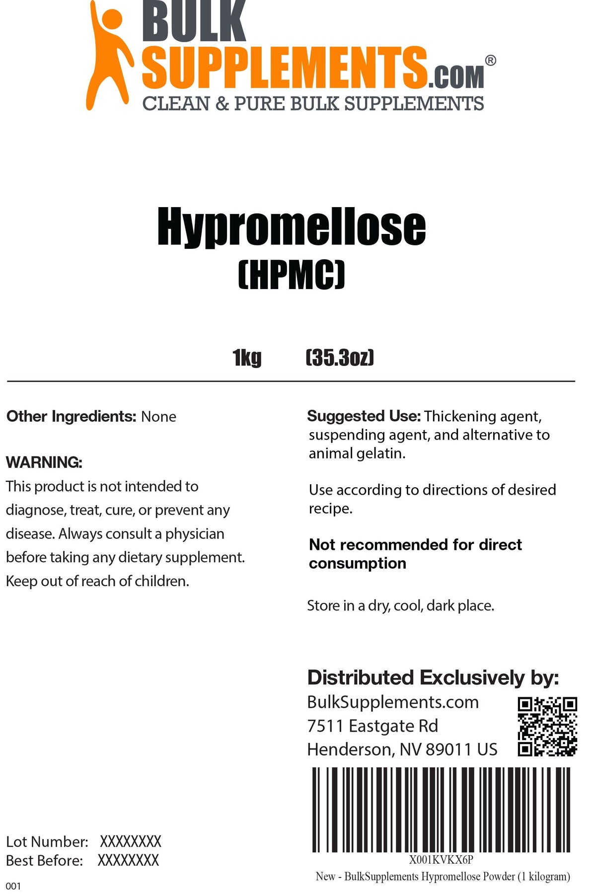 Hydroxypropyl Methylcellulose (HPMC) | Hypromellose Supplement