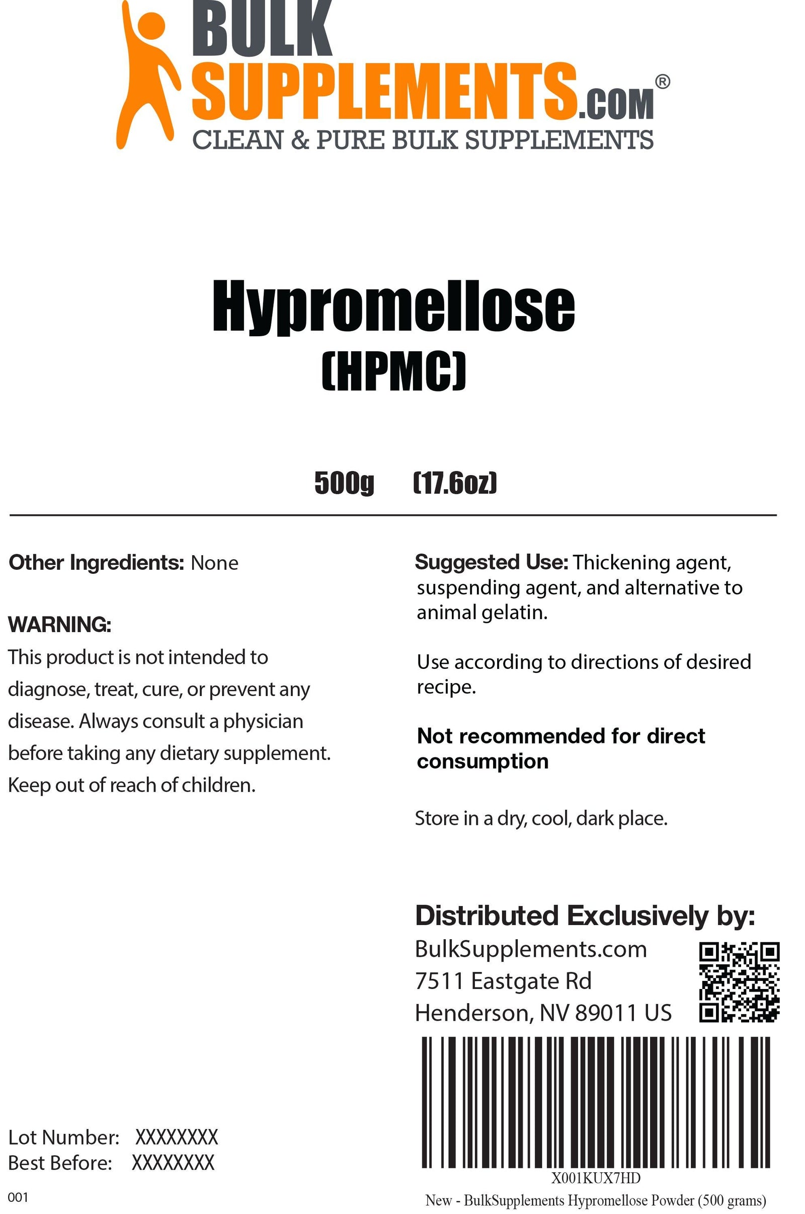 Hydroxypropyl Methylcellulose (HPMC) | Hypromellose Supplement