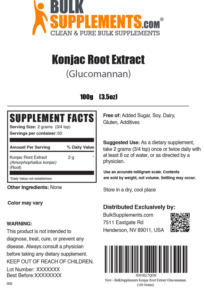 Konjac Root (Amorphophallus konjac) Extract | Glucomannan Powder