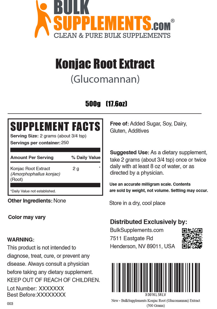 Konjac Root (Amorphophallus konjac) Extract | Glucomannan Powder
