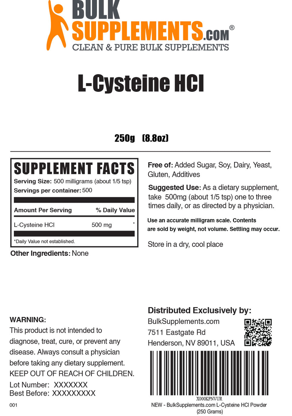 L-Cysteine HCL Powder | BulkSupplements.com