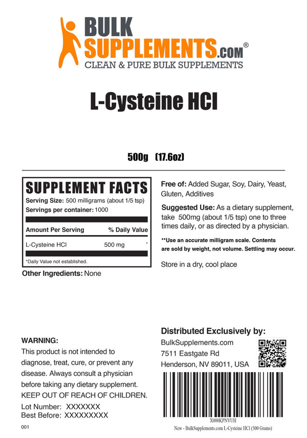 L-Cysteine HCL Powder | BulkSupplements.com