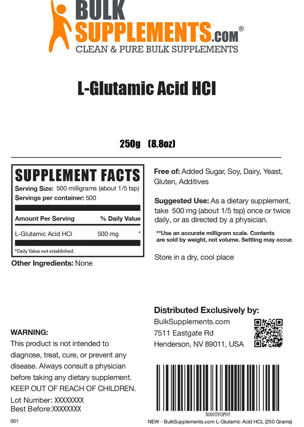 L-Glutamic Acid HCl Powder | Amino Acid Supplement Powder