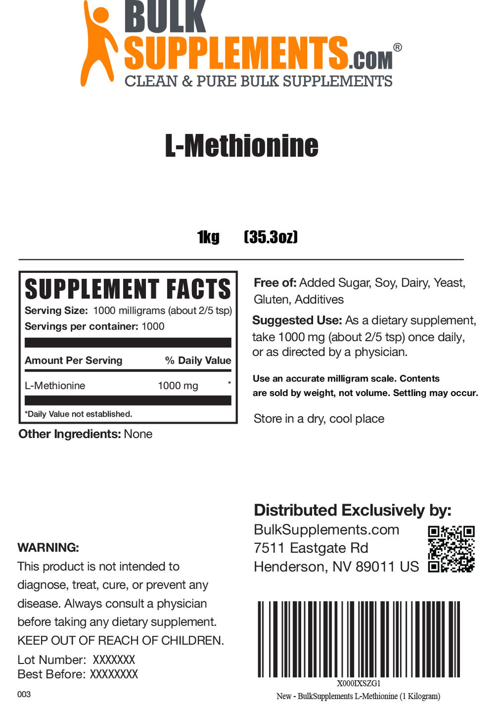L-Methionine Powder | Essential Amino Acid Powder