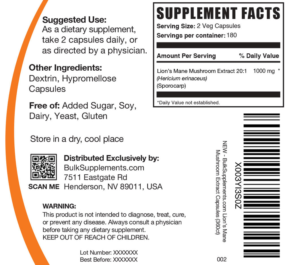 Lions Mane Mushroom Capsules - Brain Booster & Immune System Support