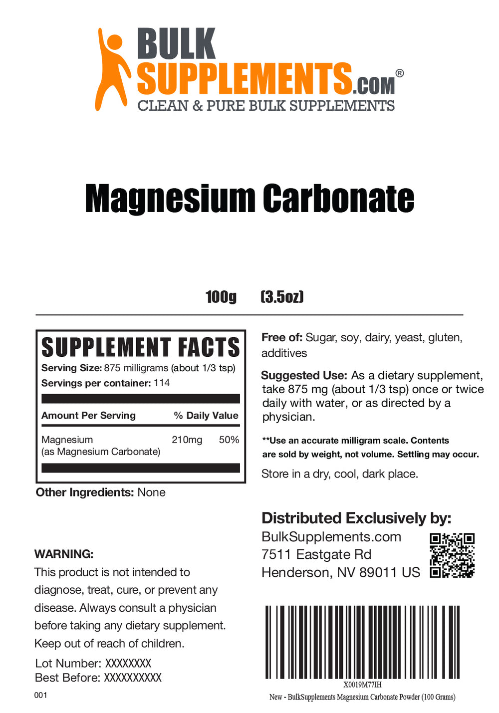 Magnesium Carbonate Powder | Magnesium Supplement