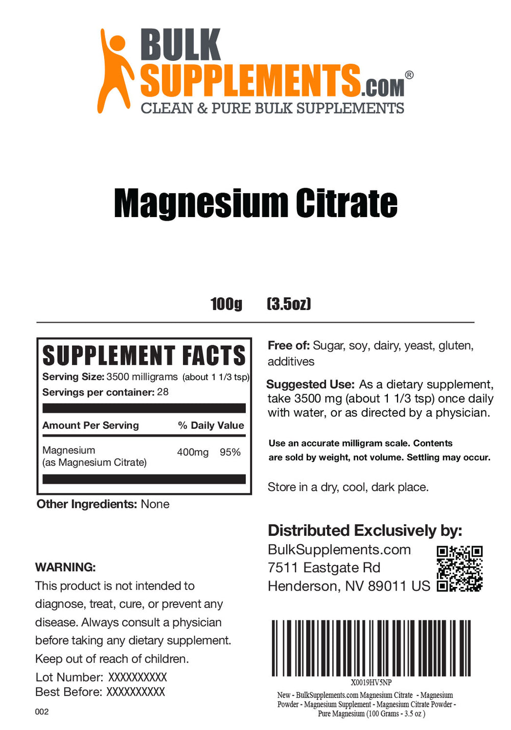Magnesium Citrate Powder | Magnesium Supplement