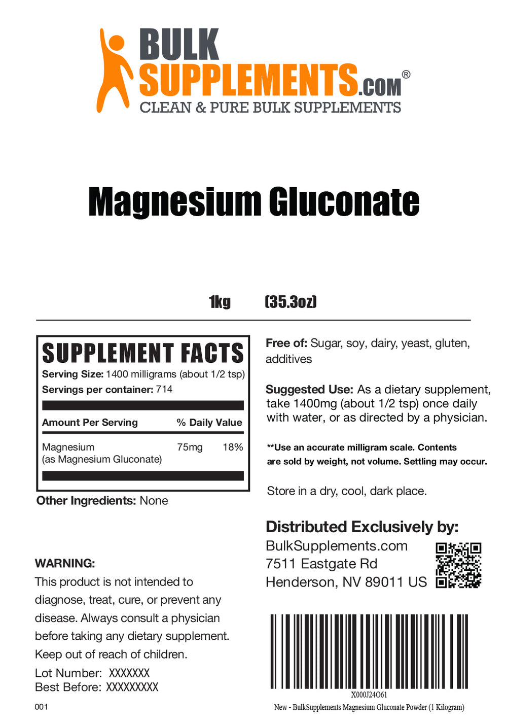 Magnesium Gluconate Powder | Mag Gluconate