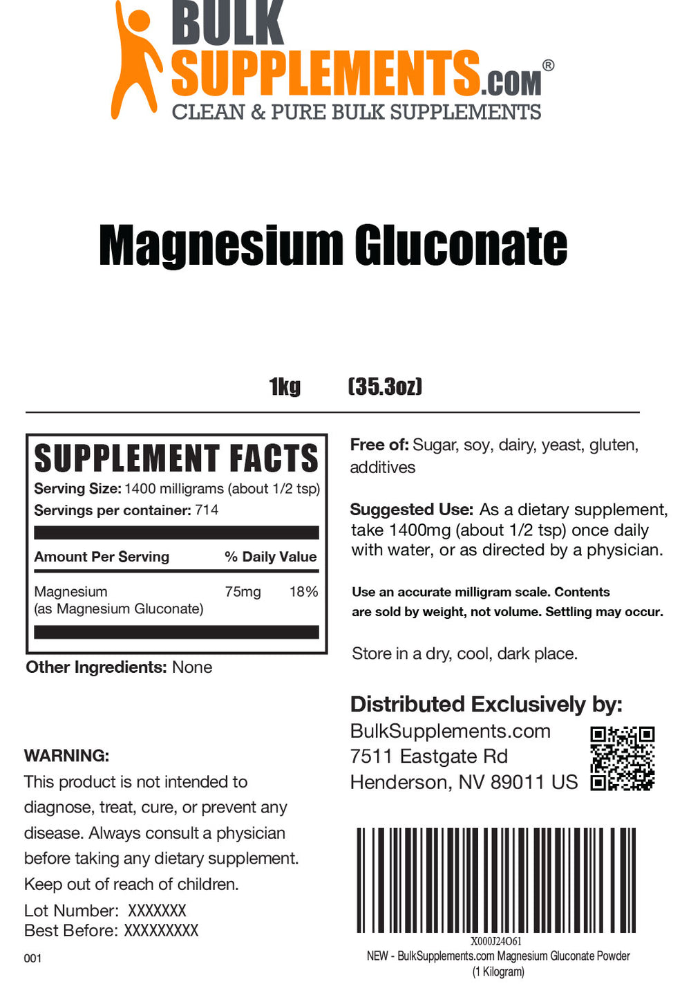 Magnesium Gluconate Powder | Mag Gluconate