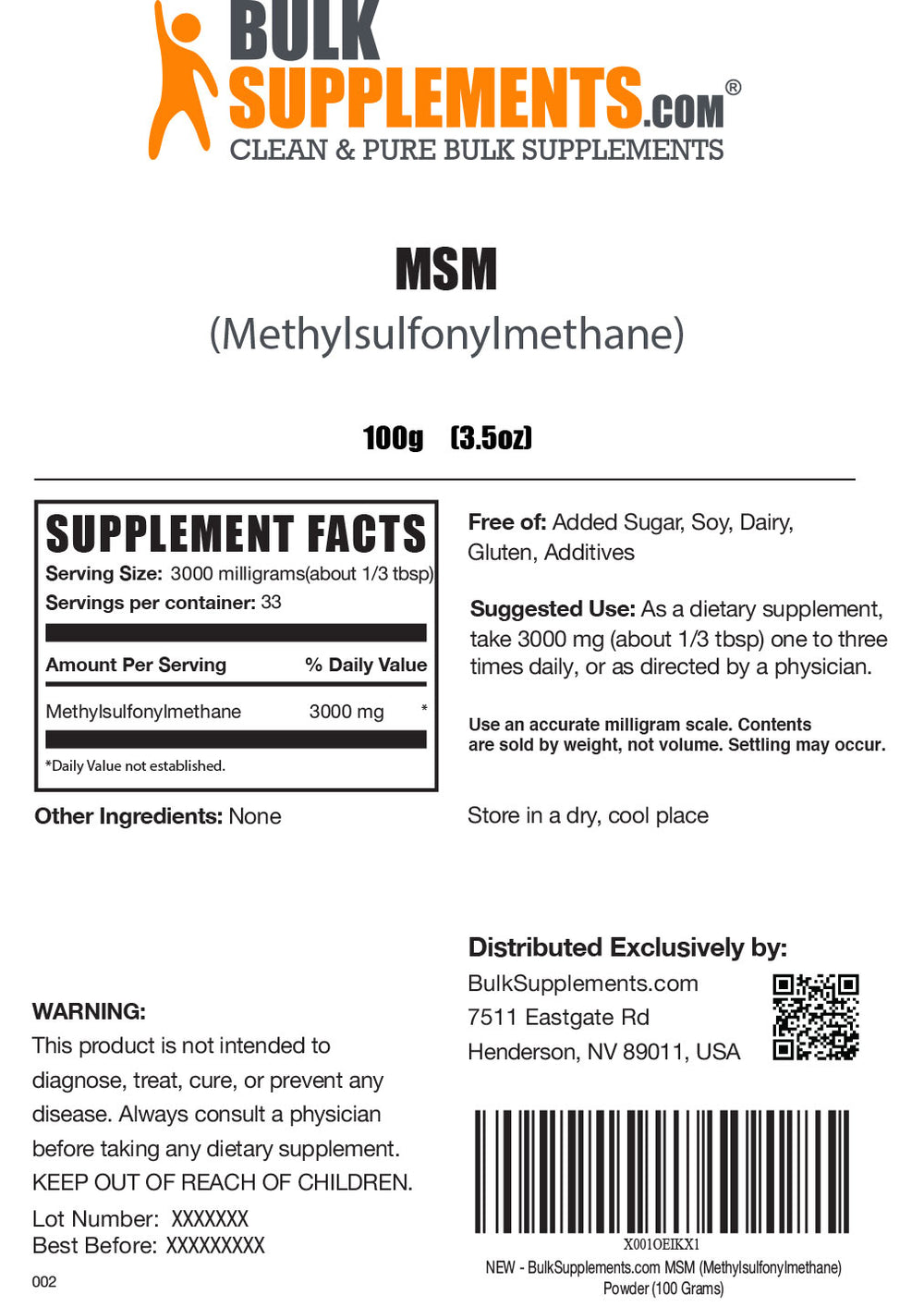 MSM Powder | MSM Supplement | Methylsulfonylmethane