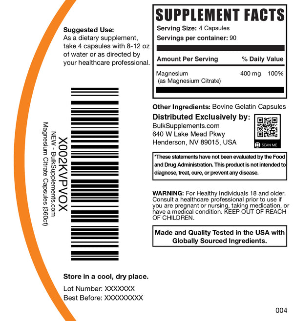 Magnesium Citrate Pills - Promote Muscle Recovery & More