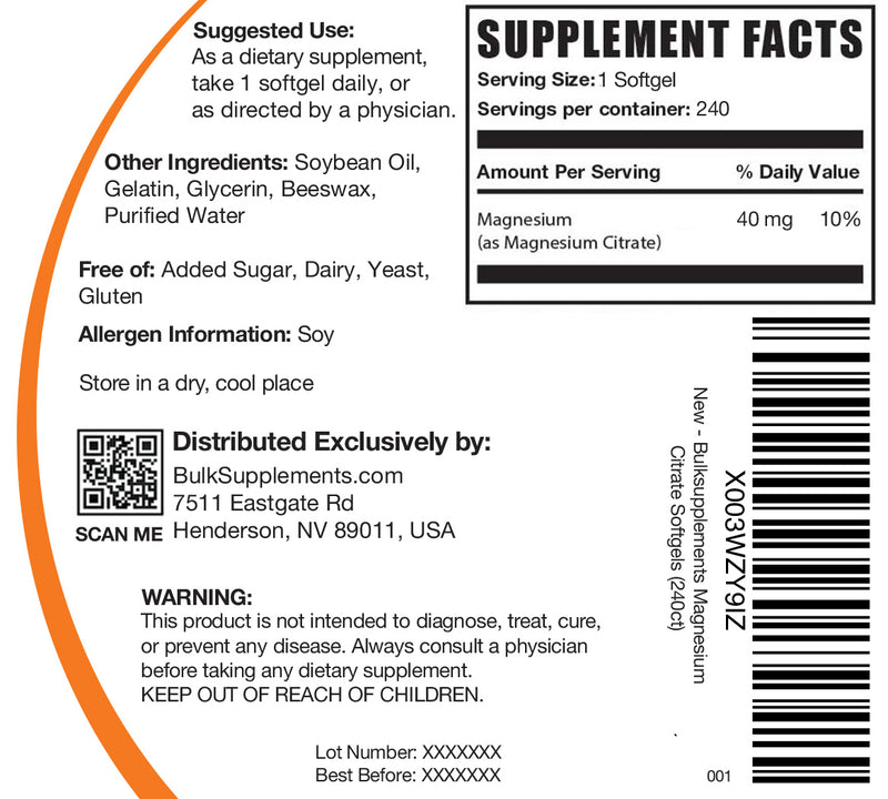 Magnesium Citrate Softgels - For Optimal Well-Being