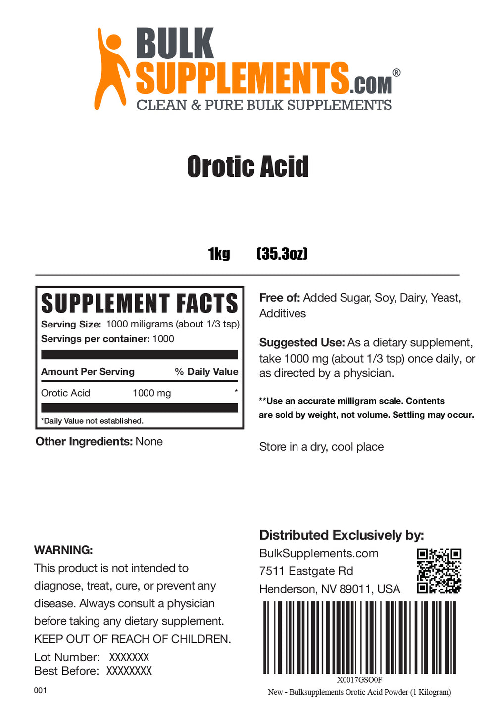 Orotic Acid Powder | Workout Supplements