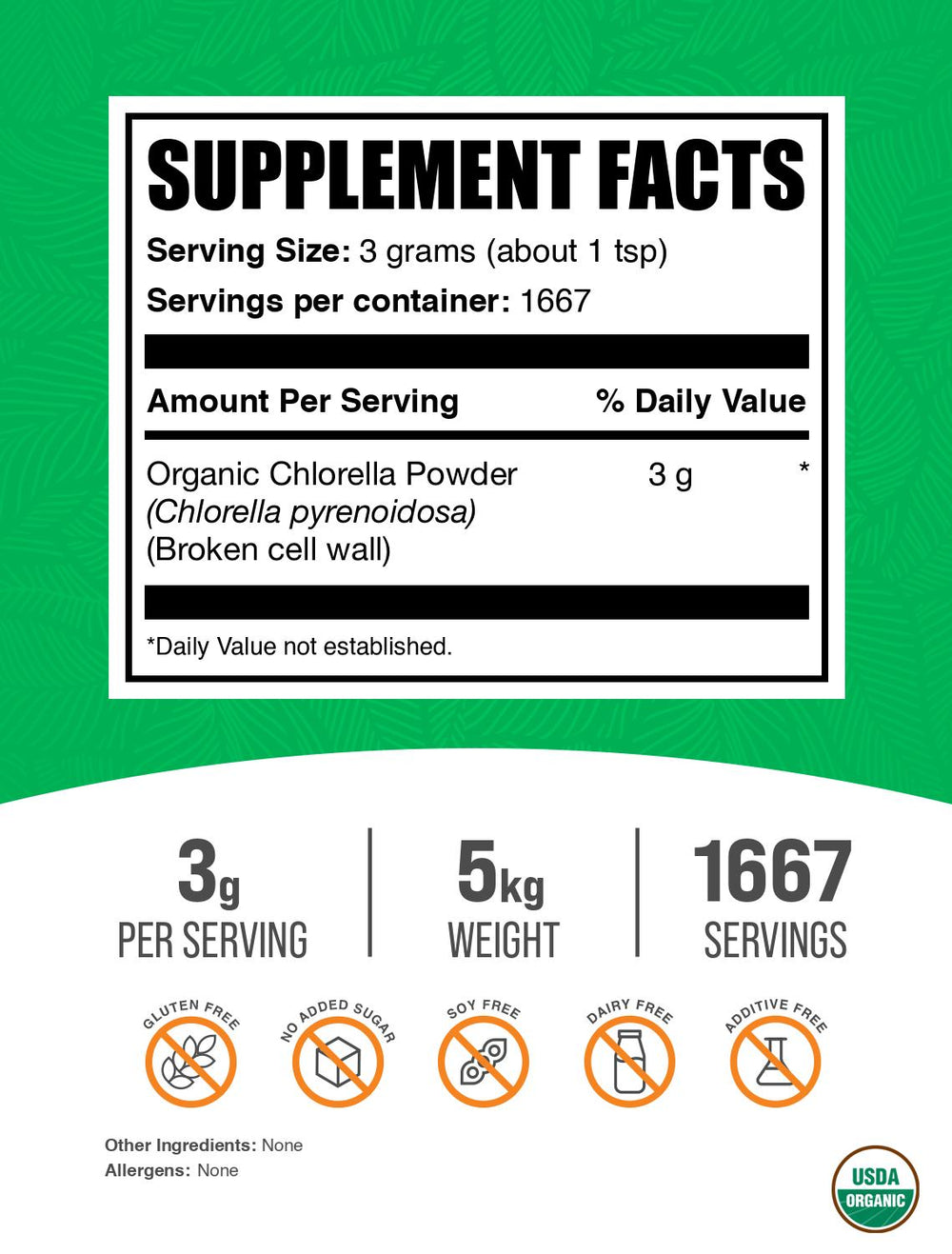 Organic Chlorella Blue-Green Algae Powder | Antioxidant Supplement