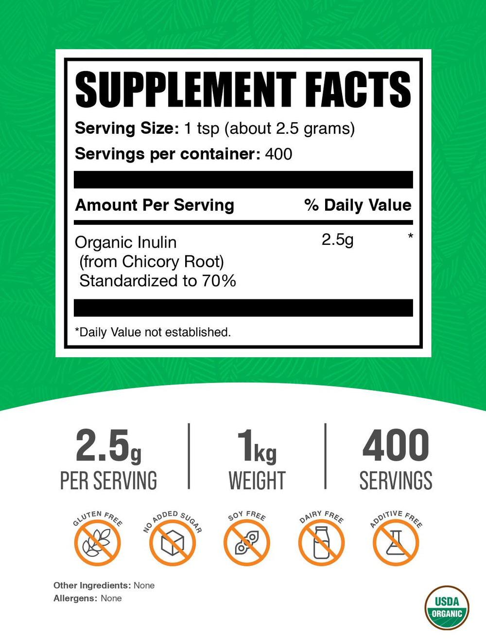 Organic Inulin | Inulin (FOS) Powder | Fructooligosaccharide