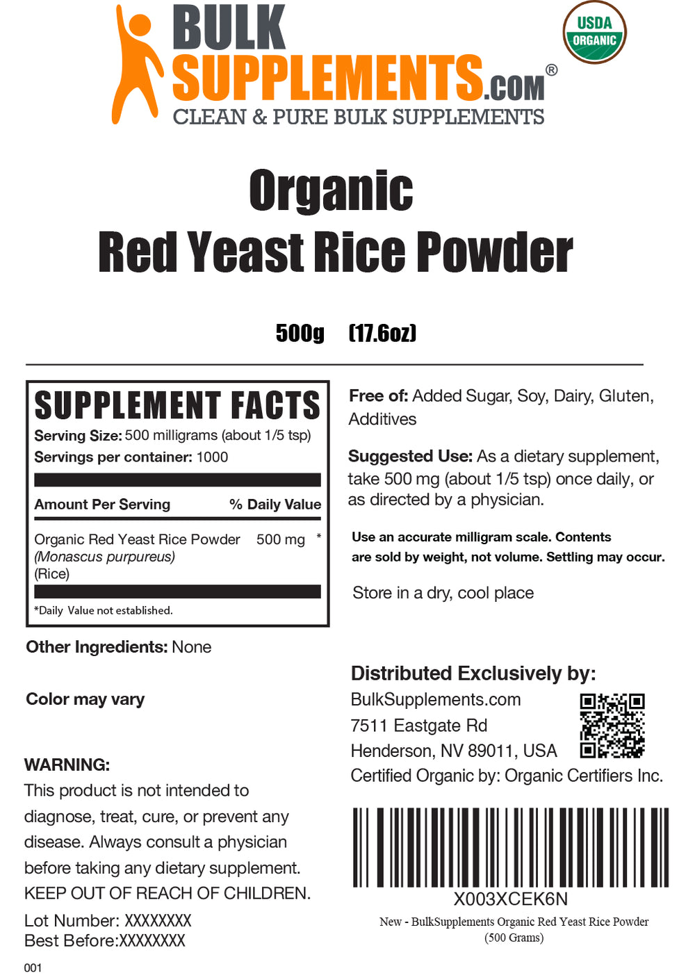 Organic Red Yeast Rice Powder - Natural Wellness