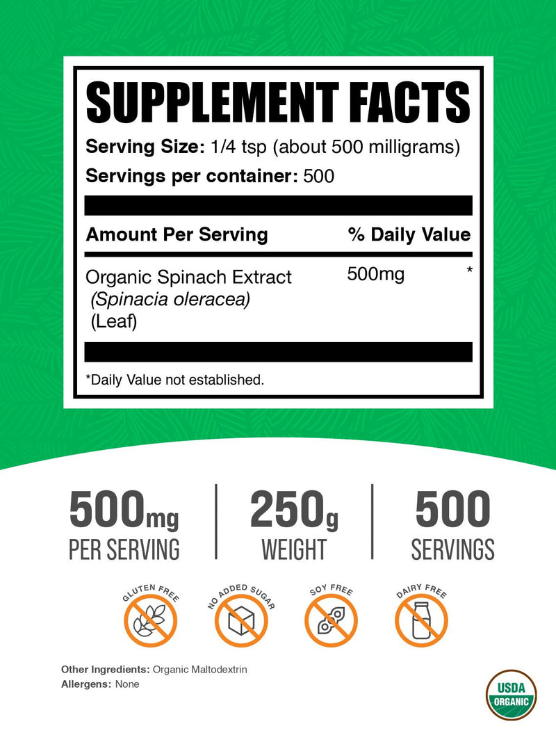 Spinach Extract | Spinach Supplement | Spinacia oleracea Extract