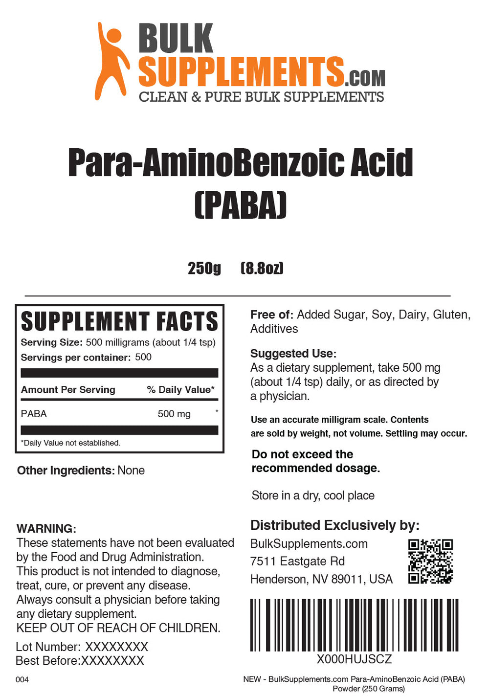 PABA Supplement | Para-Aminobenzoic Acid Supplement