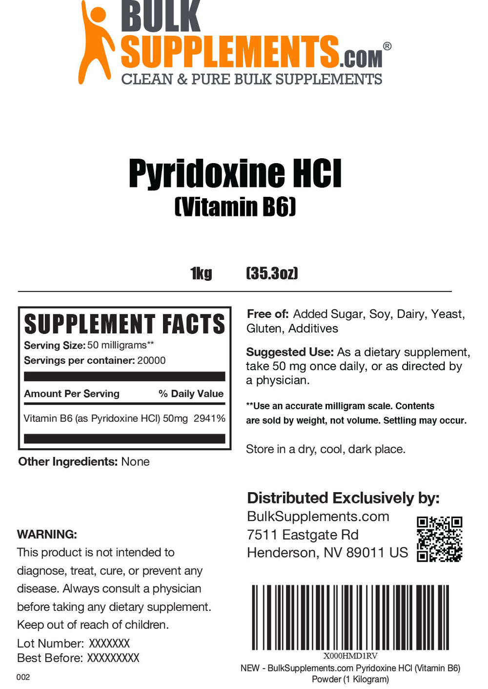 Pyridoxine Hydrochloride Powder | Vitamin B6 Benefits