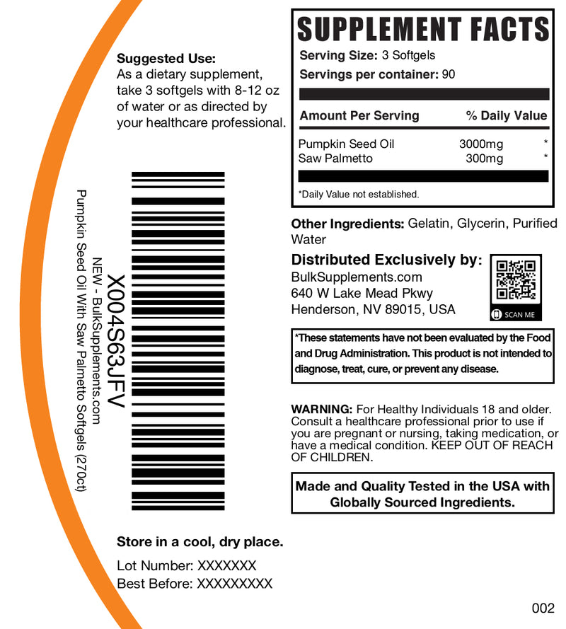 Pumpkin Seed Oil & Saw Palmetto Softgels - Daily Herbal Blend