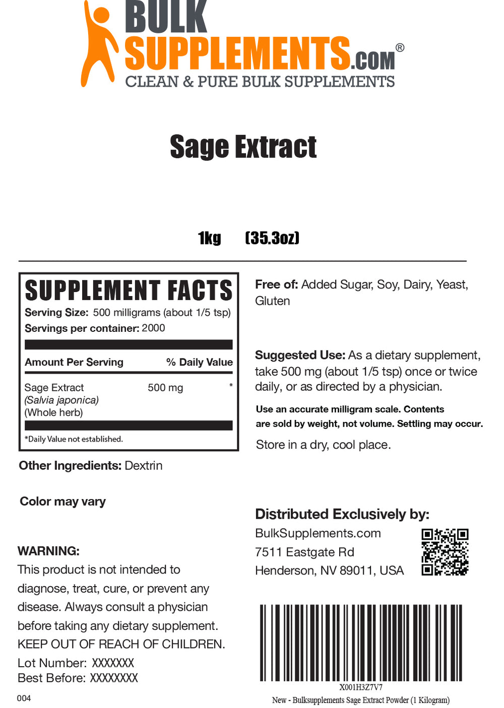 Sage Extract | Salvia japonica Extract | Herbal Supplements
