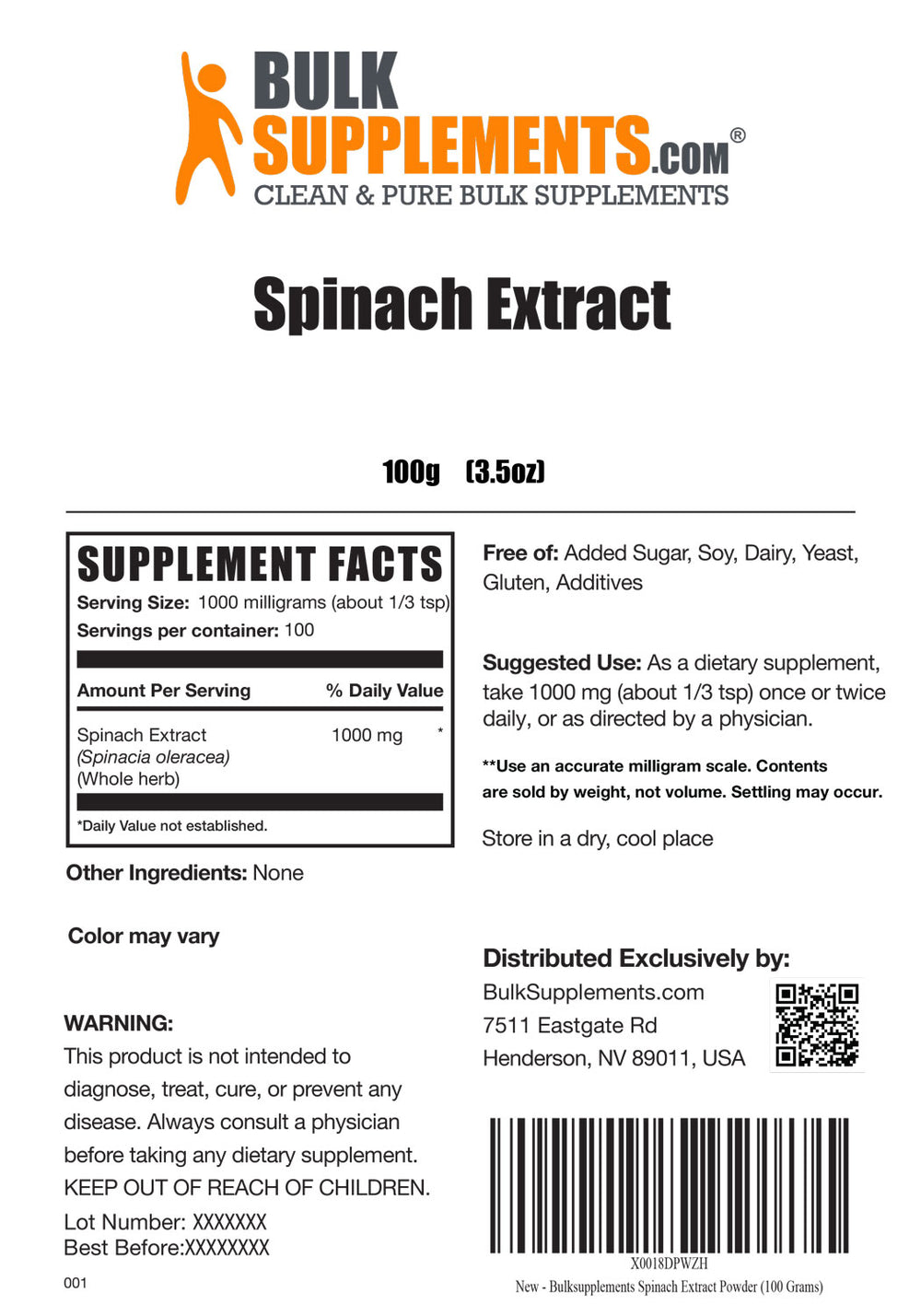 Spinach Extract | Spinach Supplement | Spinacia oleracea Extract