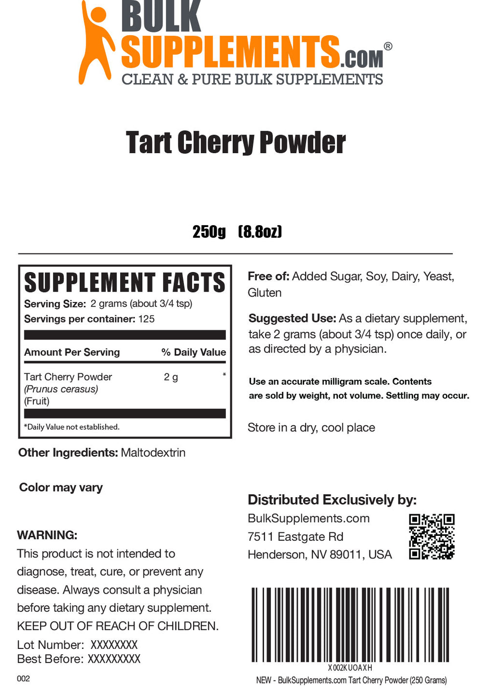 Tart Cherry Powder | Prunus cerasus Powder | Herbal Supplements