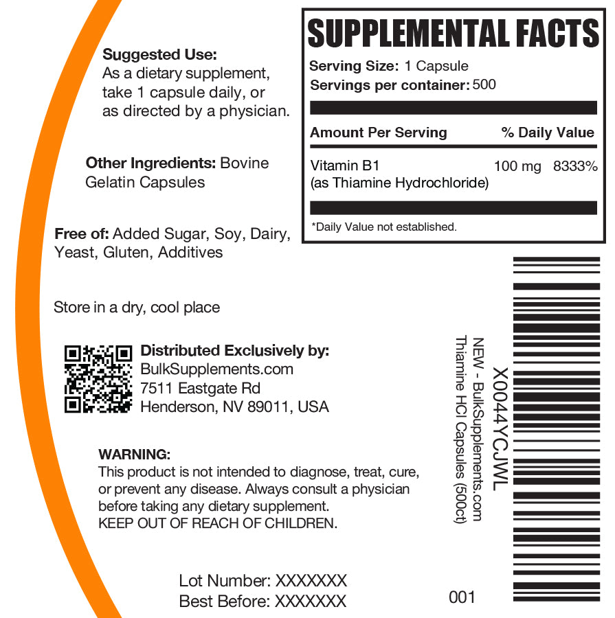 Thiamine HCl (Vitamin B1) Capsules - A Boost of Energy
