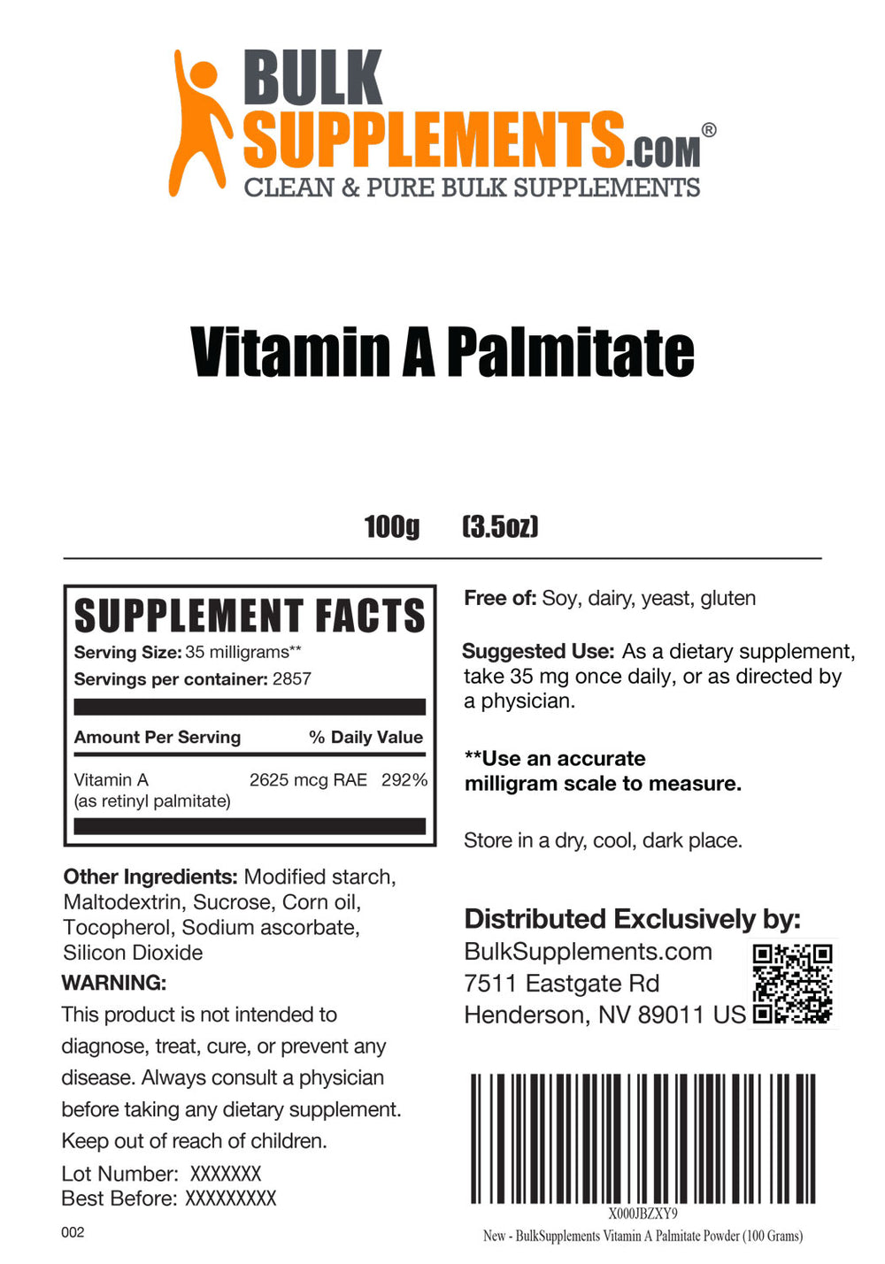 Vitamin A Palmitate Powder | Vitamin A Supplement