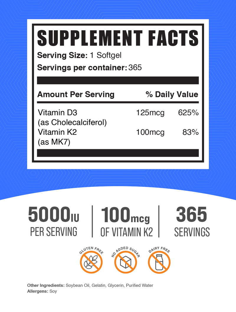 Vitamin D3 + K2 Softgels – Boost Your Immune System