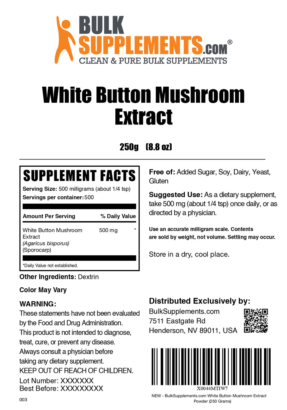 White Button Agaricus 30:1 Extract - Premium Health Supplement