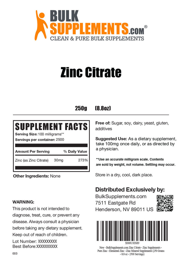 Zinc Citrate Powder | Zinc Supplement | Zinc Benefits